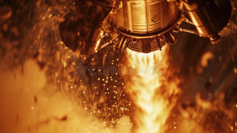 Rocket Engines and Fire Ignition. Missile Launch at Night, Close Up ...