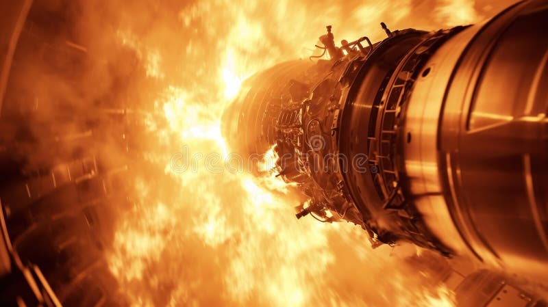 Rocket Engines and Fire Ignition. Missile Launch at Night, Close Up ...