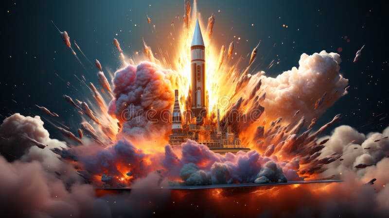 Rocket-Equipped Laptop. Generative AI Stock Illustration - Illustration ...