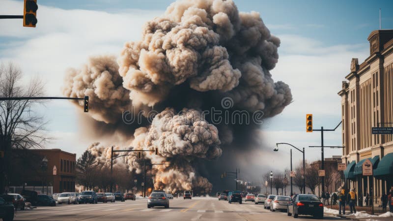 Rocket Explosion in the City Center Stock Illustration - Illustration ...