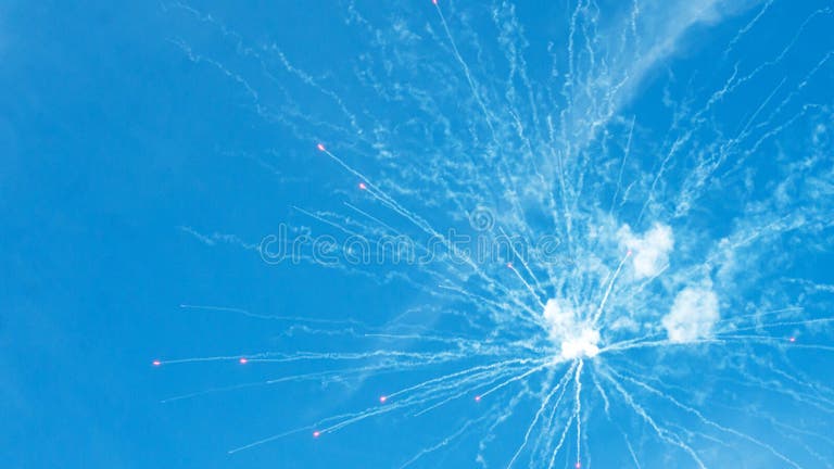 Rocket Explosion in the Sky, Shoot Down a Rocket, Fireworks in the Blue ...