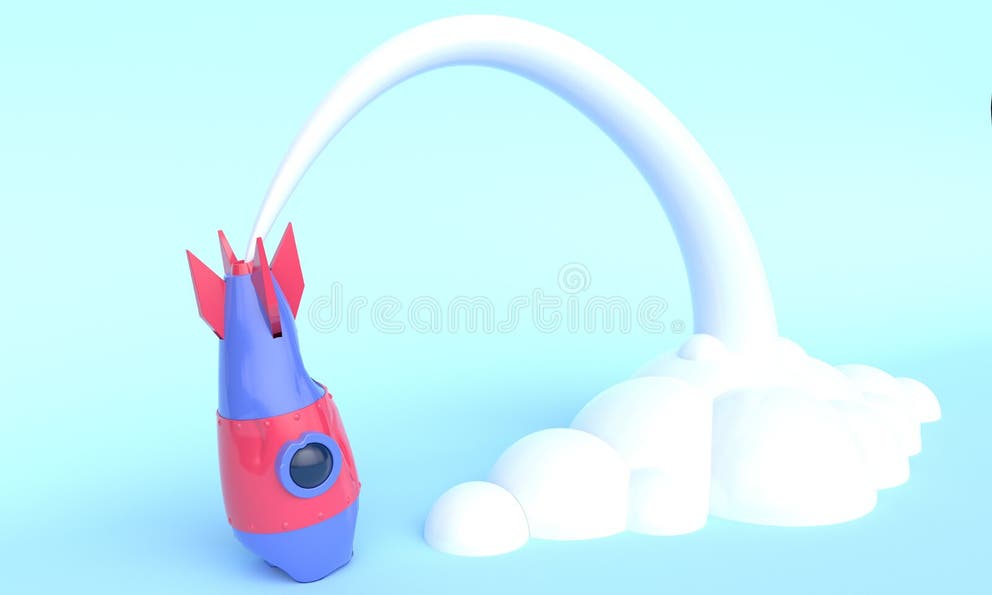 Rocket Fell after Launch. 3d Rendering Stock Illustration ...