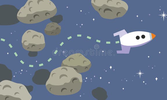 Rocket Finds Path through Asteroids Stock Vector - Illustration of ...