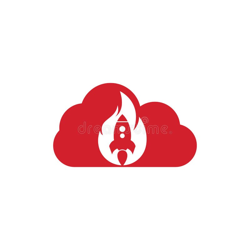 Rocket Fire Cloud Shape Concept Logo Design. Stock Vector ...