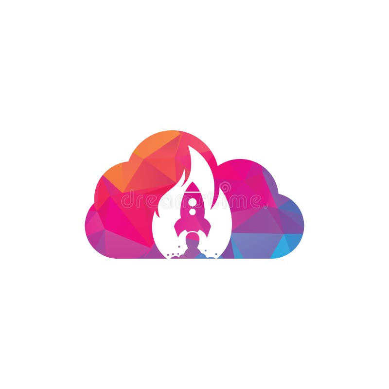 Rocket Fire Cloud Shape Concept Logo Design. F Stock Vector ...
