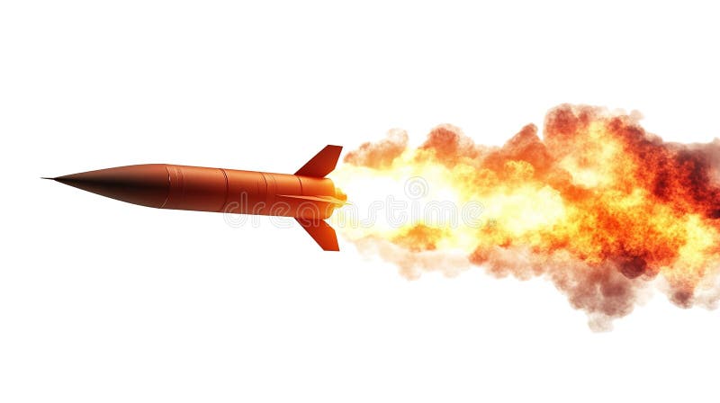 Rocket with Fire and Smoke Isolated on Transparent Background Stock ...