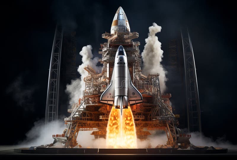 Rocket with Flames Escaping from it Stock Illustration - Illustration ...