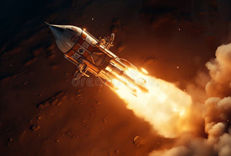 Rocket with Flames Escaping from it Stock Illustration - Illustration ...