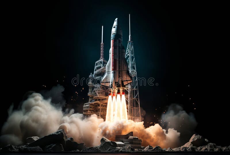 Rocket with Flames Escaping from it Stock Illustration - Illustration ...