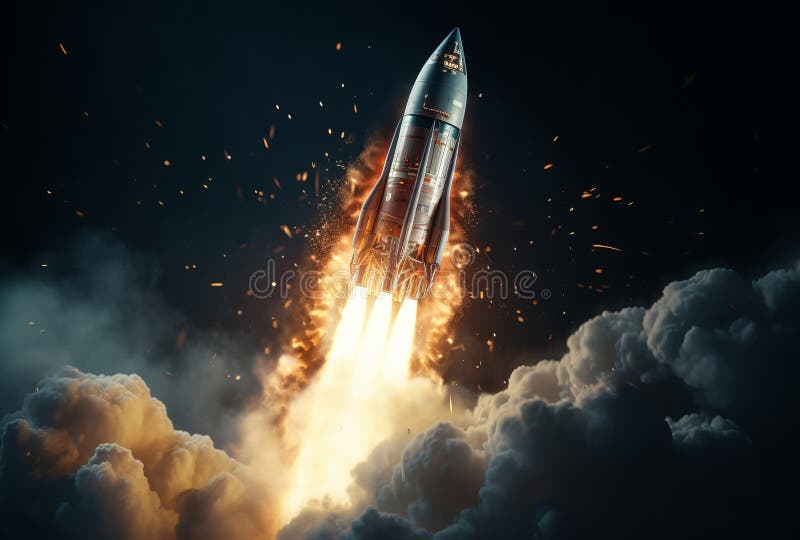 Rocket with Flames Escaping from it Stock Illustration - Illustration ...