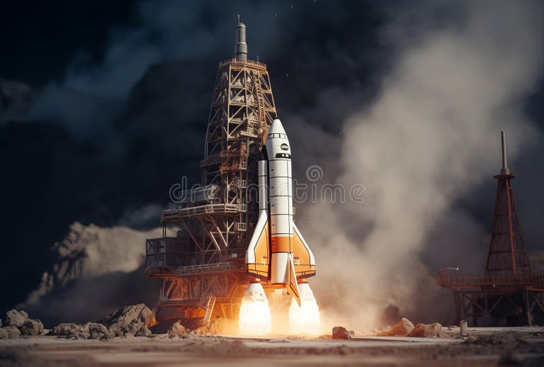 Rocket with Flames Escaping from it Stock Illustration - Illustration ...