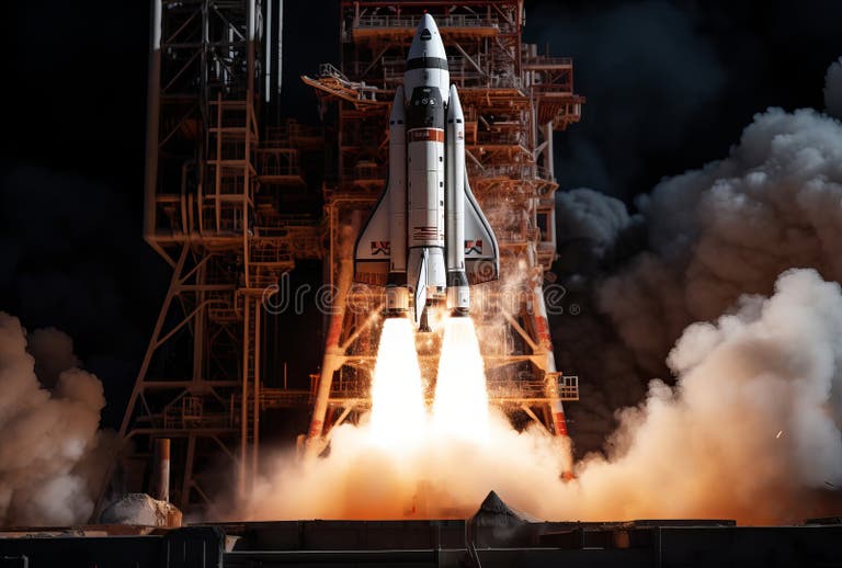 Rocket with Flames Escaping from it Stock Illustration - Illustration ...