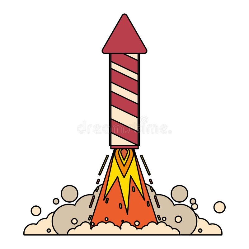 Rocket Firework Gunpowder Fire Cartoon Stock Vector - Illustration of ...