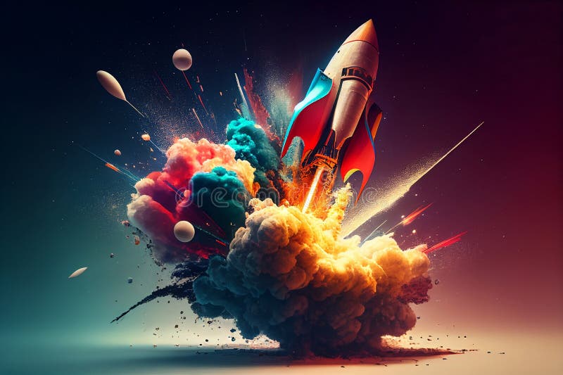 Rocket and fireworks stock illustration. Illustration of design - 272459592