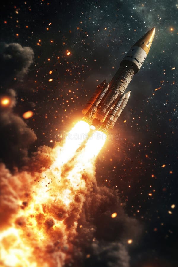 Rocket Firing in Flight stock image. Image of rocket - 381240739