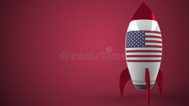 Rocket with Flag of the USA. American Hitech or Space Program Related ...