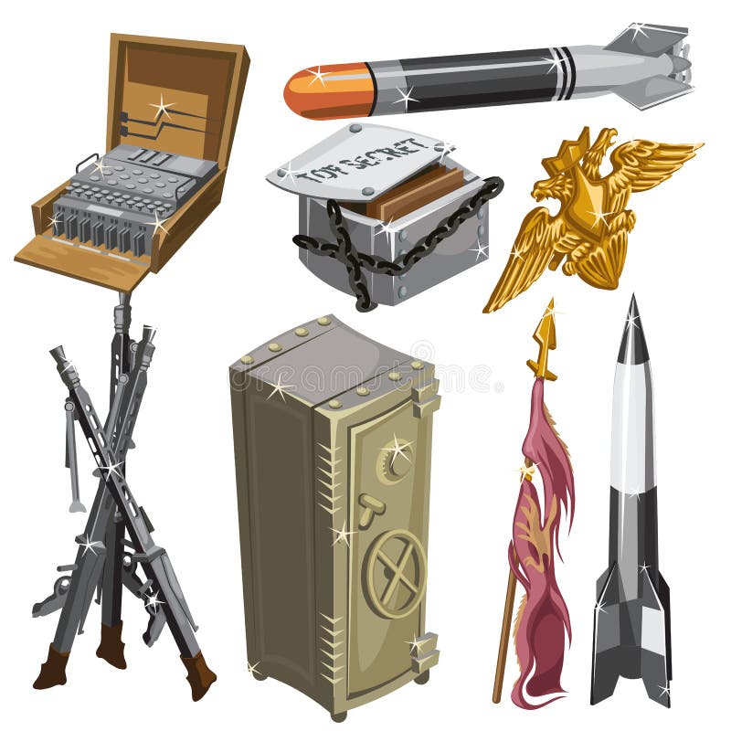 Rocket, Flag, Weapons, and Other Objects Stock Vector - Illustration of ...