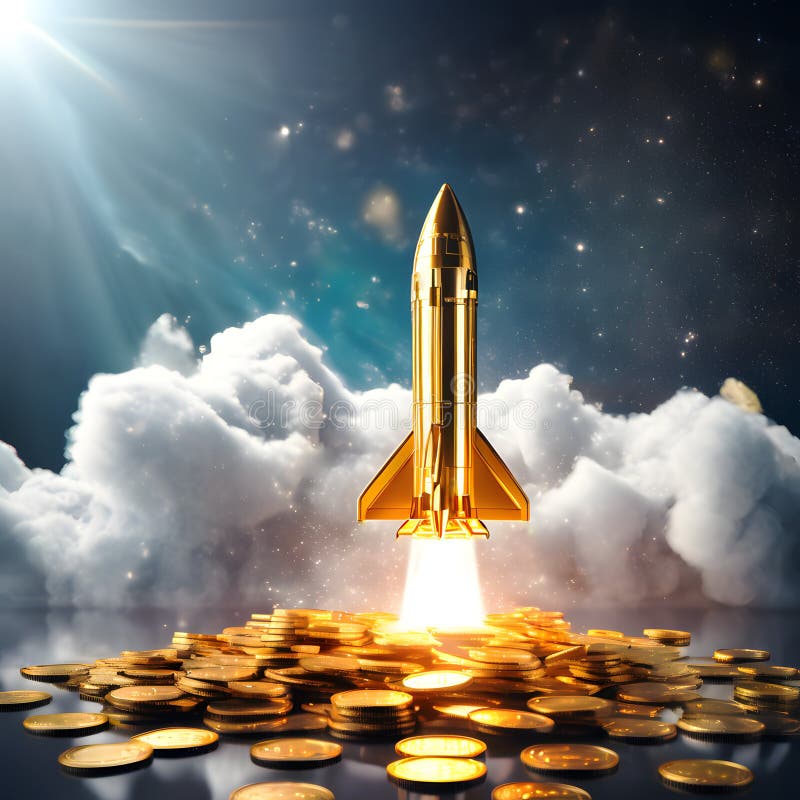 Rocket Flame. Bitcoin Sign and Fire Stock Illustration - Illustration ...