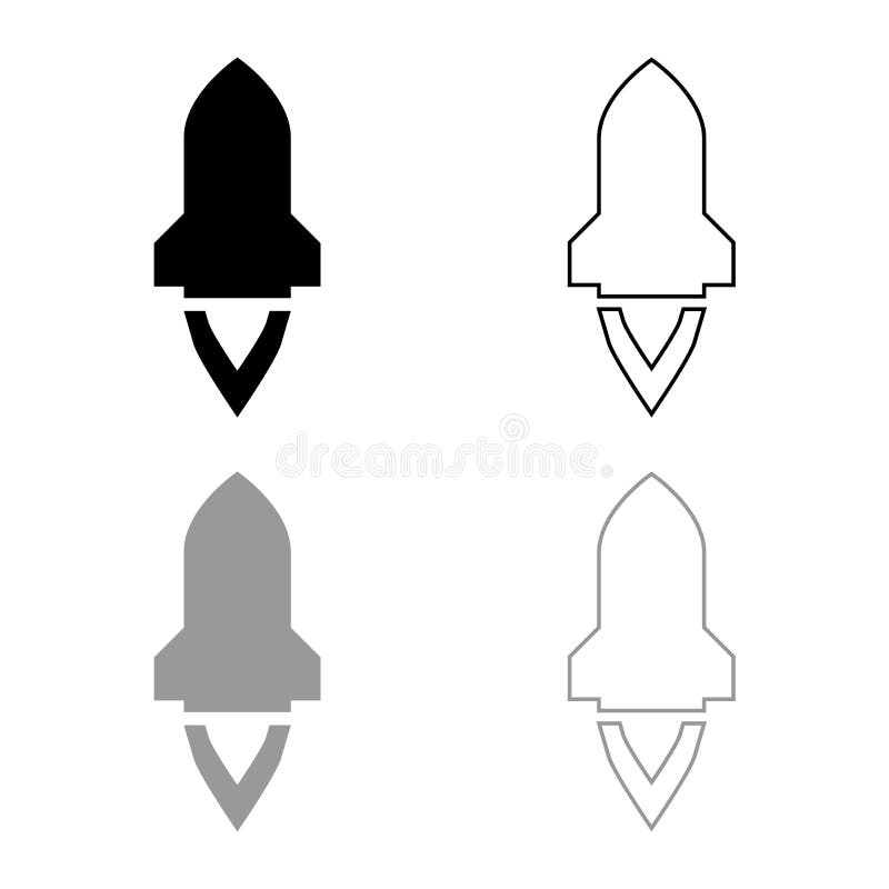 Rocket with Flame in Flying Spaceship Launching Space Exploration War ...