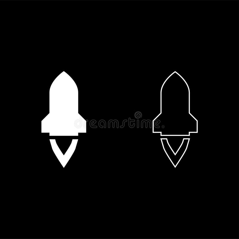 Rocket with Flame in Flying Spaceship Launching Space Exploration War ...