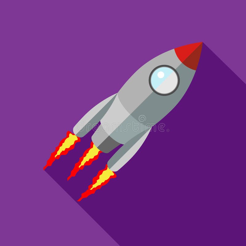 Rocket With Flame In Flying Spaceship Launching Space Exploration War ...