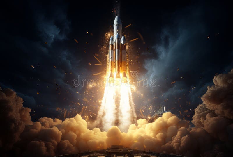 Rocket with Flames Escaping from it Stock Illustration - Illustration ...