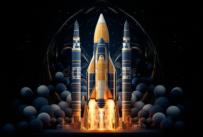 Rocket with Flames Escaping from it Stock Illustration - Illustration ...