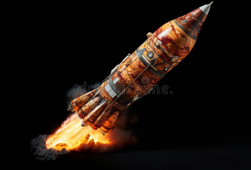 Rocket with Flames Escaping from it Stock Illustration - Illustration ...