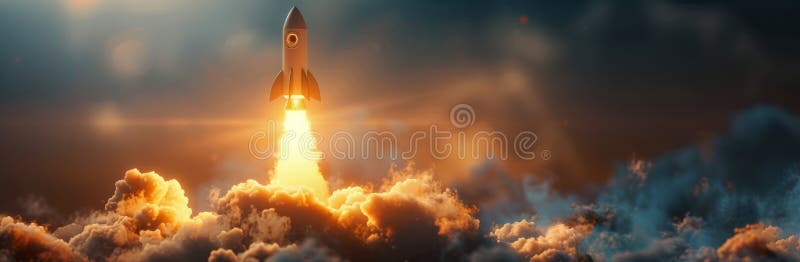 Rocket Launching into the Sky Stock Photo - Image of space, departure ...