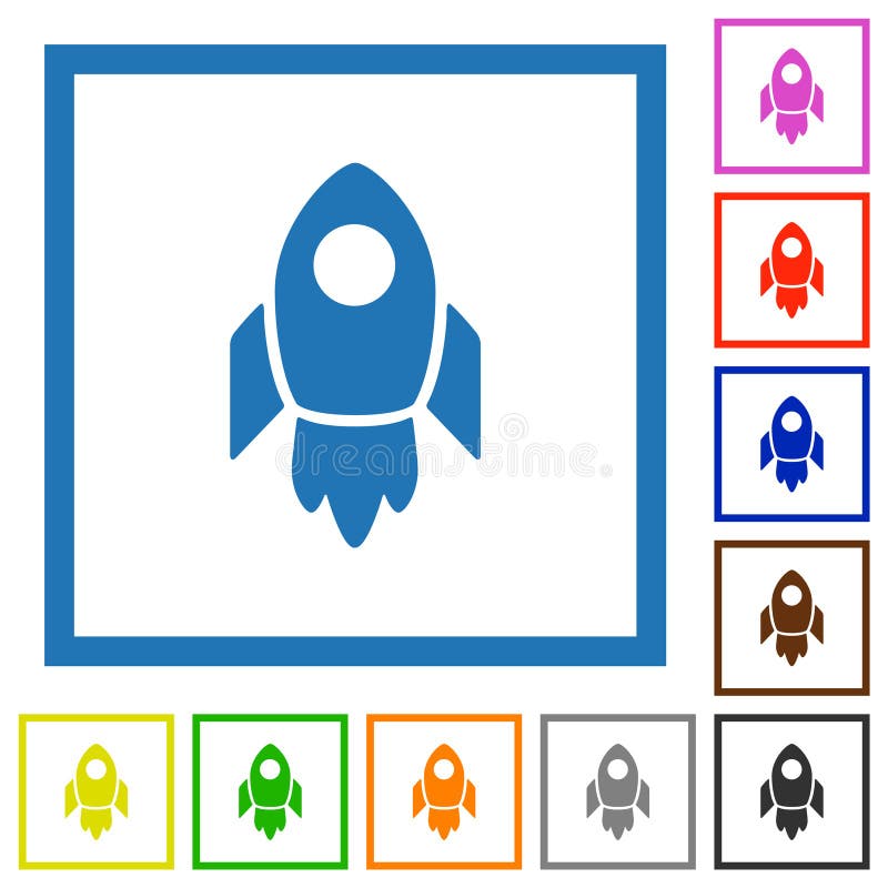 Rocket flat framed icons stock vector. Illustration of flat - 287214895