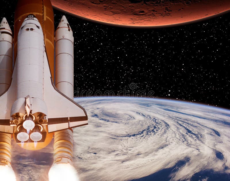 Rocket Flies from Earth To Mars. the Elements of this Image Furnished ...