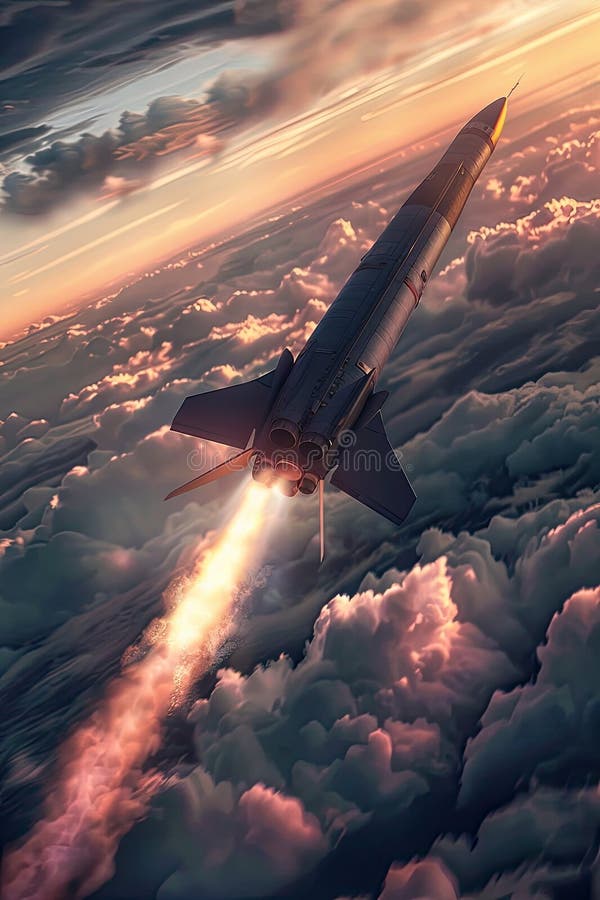 A Rocket Flies in the Sky Close-up Stock Illustration - Illustration of ...