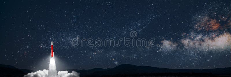 Rocket Flies into Space on Christmas Eve Stock Photo - Image of ...