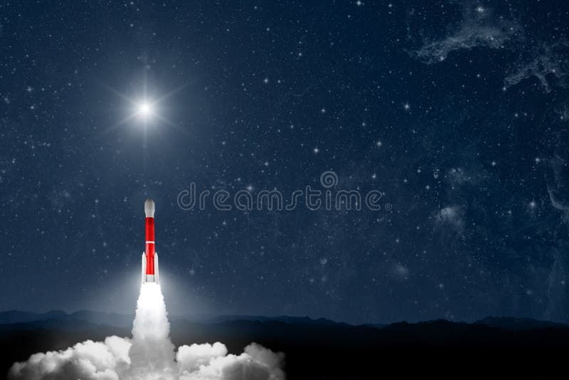 Rocket Flies into Space on Christmas Eve Stock Photo - Image of ...