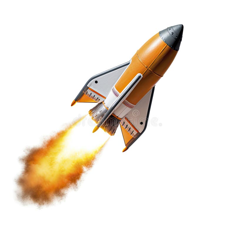A Rocket in Flight with Orange and White Coloring Stock Illustration ...