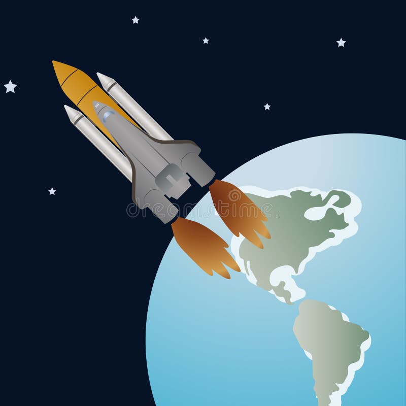 Rocket Flight in Space Around the Planet Earth. Stock Illustration ...