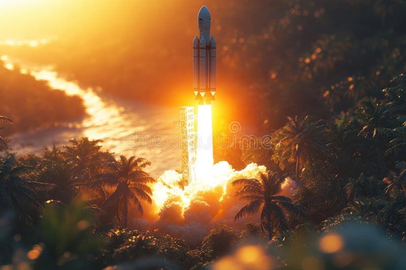 A Rocket in Flight with a Thick Plume of Smoke Behind it, Suitable for ...