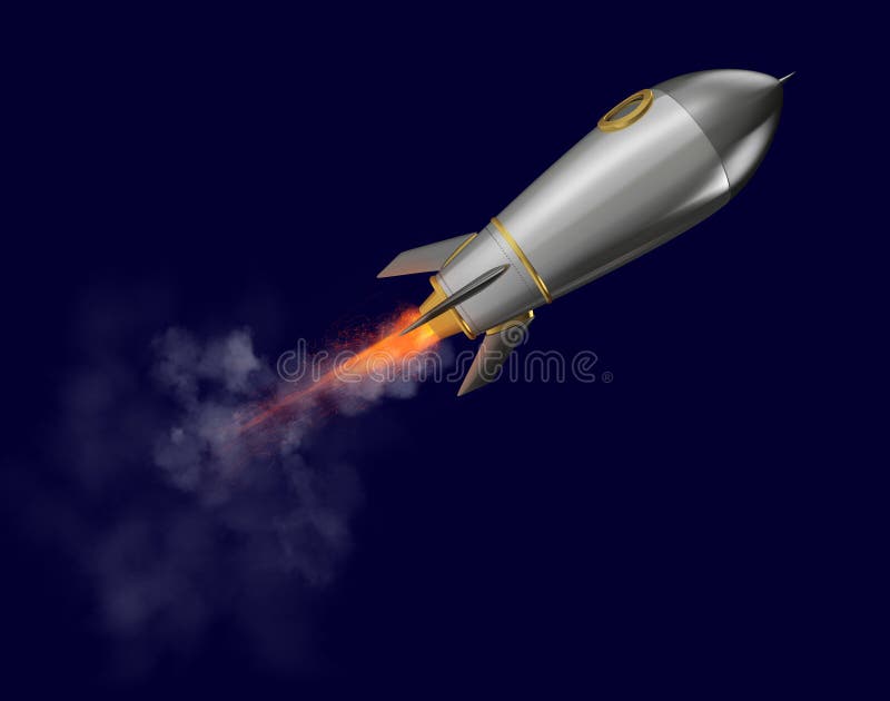 Rocket that Fly Fast. 3d Rendering Stock Illustration - Illustration of ...