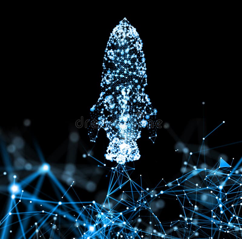 Rocket Fly Fast with Internet Connection Network. Concept of Fast ...