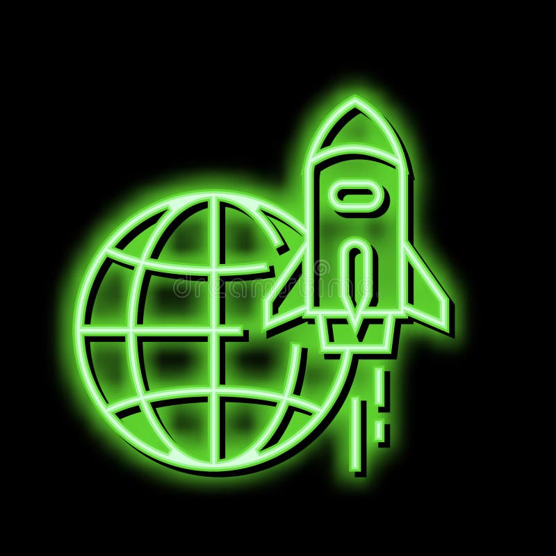 Rocket for Fly on Other Planet, Space Transport Neon Glow Icon ...
