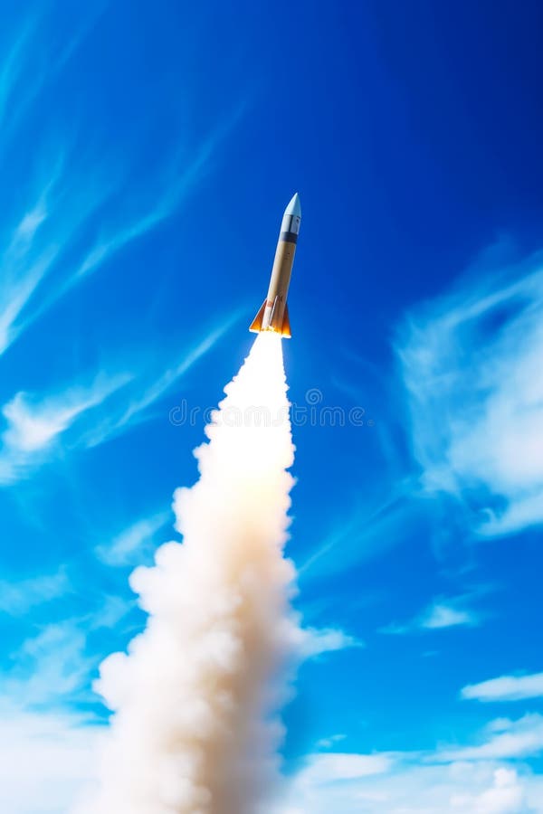 Rocket that is Flying through the Air with Smoke Coming Out of it ...