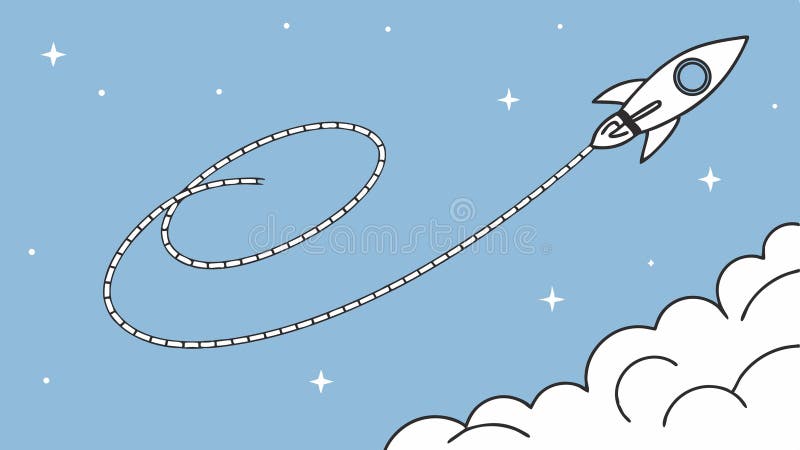 Rocket Flying with Dotted Trail Vector Illustration, Space and Journey ...