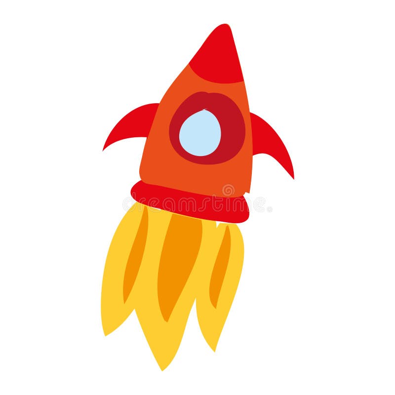 Rocket flying drawing icon stock vector. Illustration of launch - 93148800