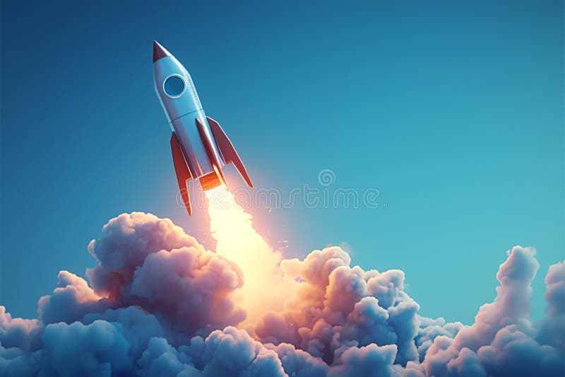 Rocket Flying High Symbolizing Business Startup and Success Concept ...