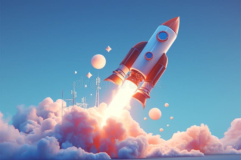 Rocket Flying High Symbolizing Business Startup and Success Concept ...