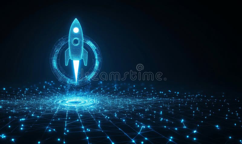Rocket Flying Inside Power Button in Abstract Form. Stock Image - Image ...