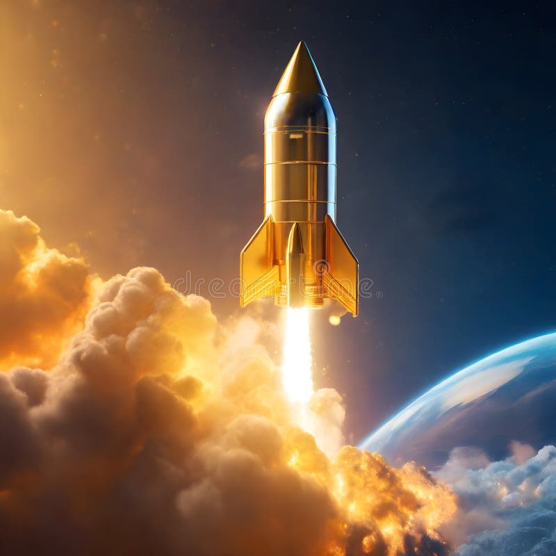 Rocket Flying Over the Earth To the Moon Stock Illustration ...