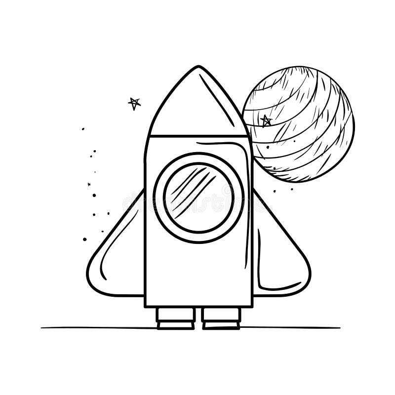 Rocket Flying with Planet of the Solar System Stock Vector ...