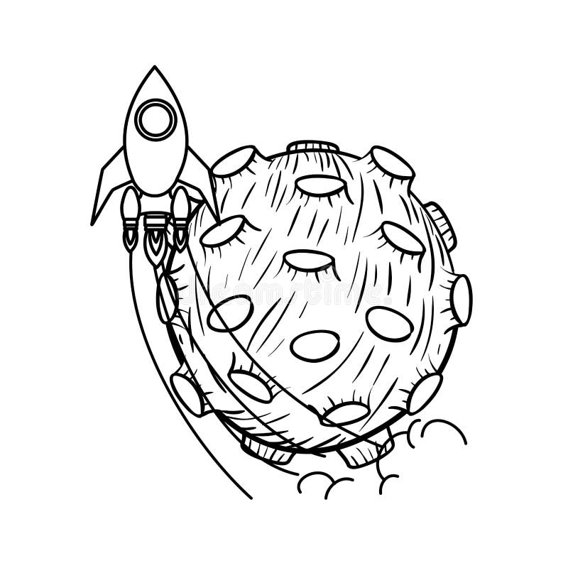 Rocket Flying with Planet of the Solar System Stock Vector ...