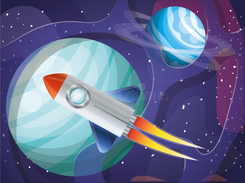 Rocket Flying with White Background Stock Vector - Illustration of ...